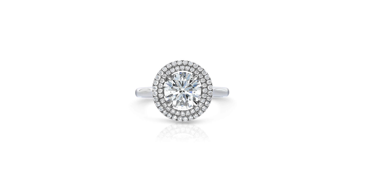 Round Diamond Double Halo Engagement Ring